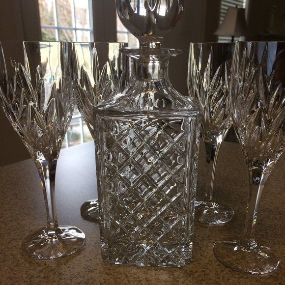 Dining | Block Crystal Decanter And 4 Wine Glasses | Poshmark